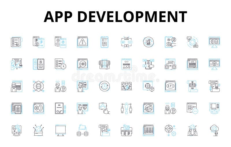 App Development Linear Icons Set. Platform, Framework, Code, Interface ...