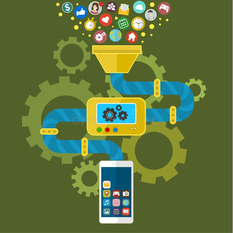 App Development For Mobile Phone Stock Vector - Illustration of pipe ...