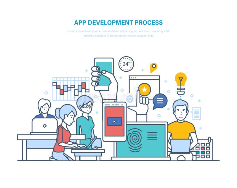 Programming, Coding Online,web Courses, Design, Mobile and Desktop App Development. Stock Vector ...