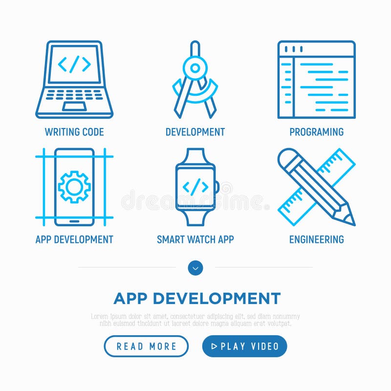 App Development Thin Line Icons Set Stock Vector - Illustration of ...