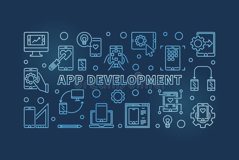 App Development Vector Blue Concept Outline Illustration Stock Vector ...