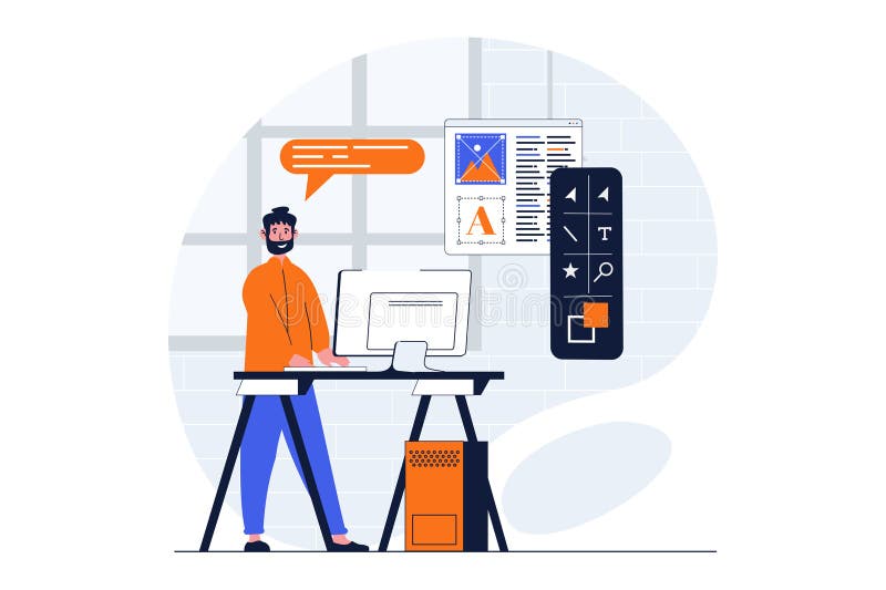 App Development Web Concept with Character Scene. Vector Illustration Stock Vector ...