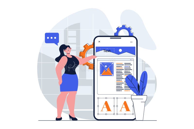 App Development Web Concept with Character Scene. Vector Illustration ...