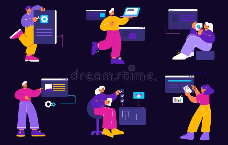 Coding and Programming Doodle Icons Vector Set Stock Vector ...