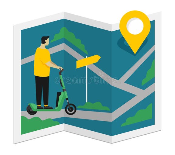App for Electric Scooters Sharing or Tracking Stock Vector ...