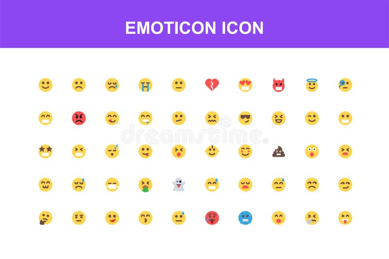 App Emoticon Symbol Icon Set Stock Vector - Illustration of graphic ...