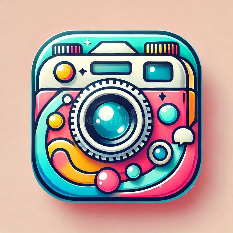An App Icon for the Camera App, with a Colorful and Cartoonish Style ...