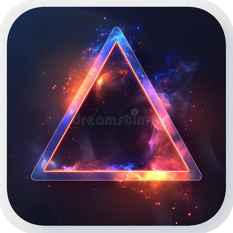 An App Icon with a Glowing Triangle in the Middle Stock Image - Image ...