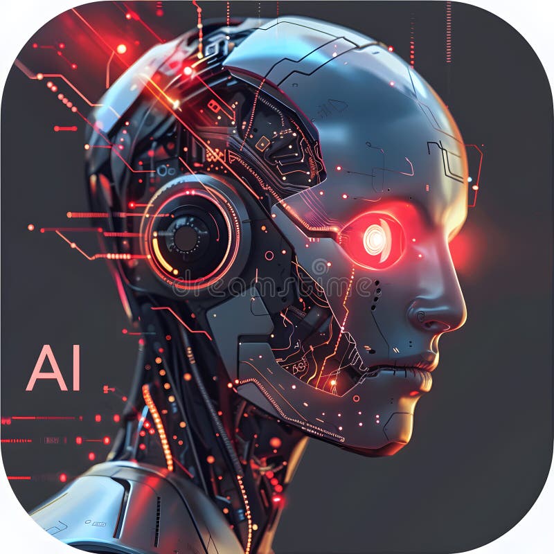 An App Icon of a Robot with Red Eyes Stock Image - Image of view ...