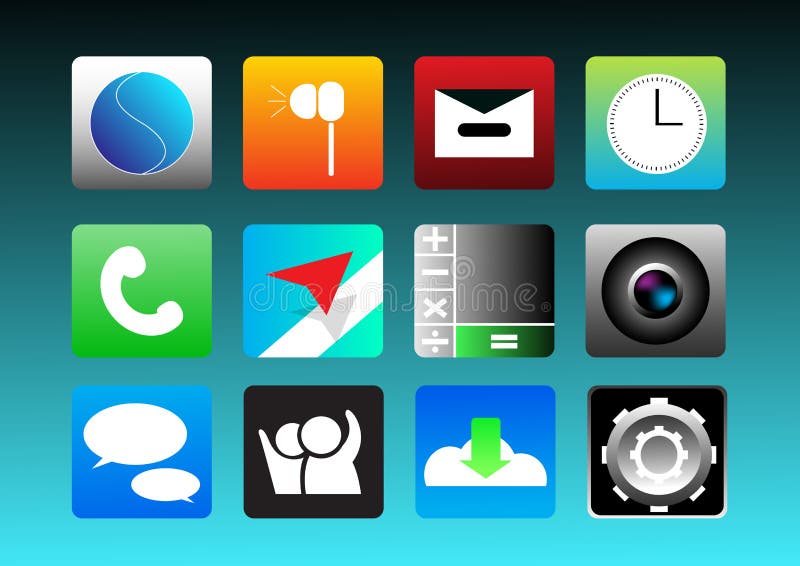 App Icon Set stock vector. Illustration of music, connection - 55469621