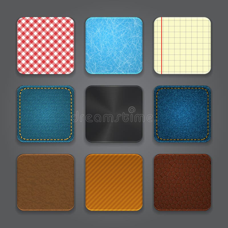 App Icons Background Set. Metal Button Icons Stock Vector ...