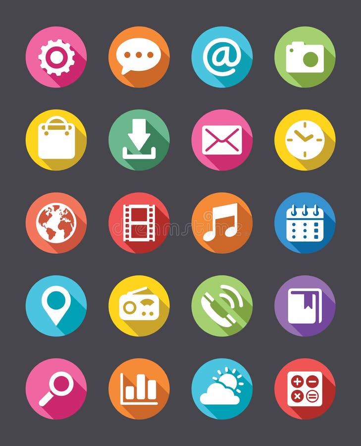 App Icons Collection Flat Look Stock Vector - Illustration of desktop ...