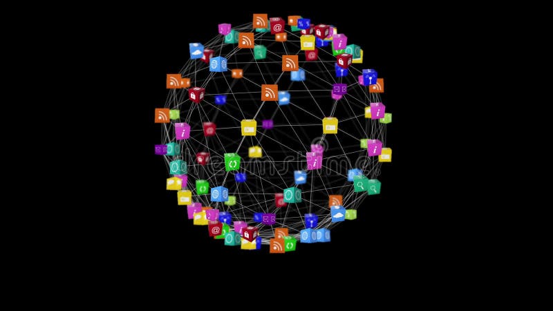 App Icons Forming Spinning Sphere Stock Video - Video of forming ...