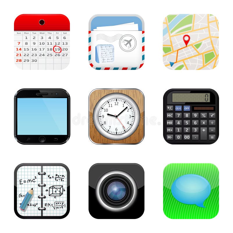 App icons set stock vector. Illustration of application - 337755377