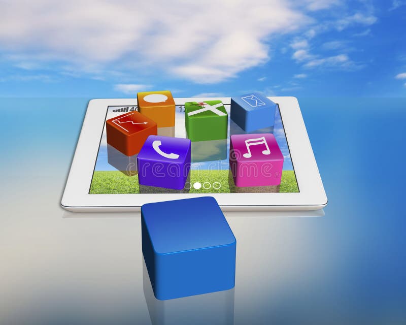 App Icons on Smart Pad with Empty One Stock Illustration - Illustration ...