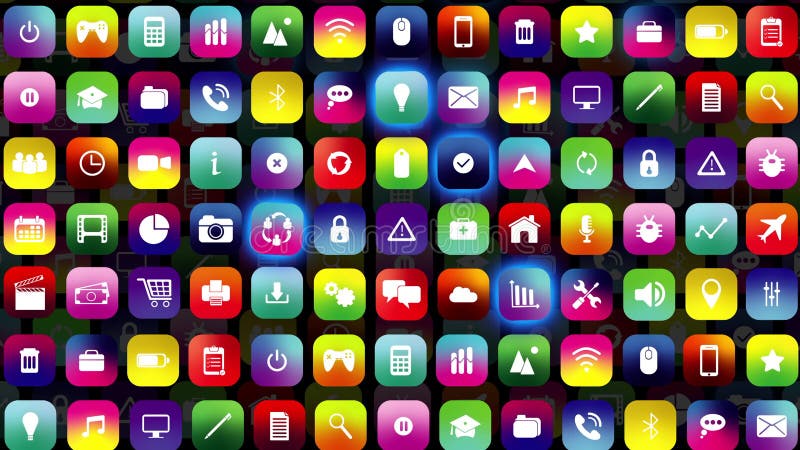 App Icons Software Screen Display Background Stock Video - Video of ...
