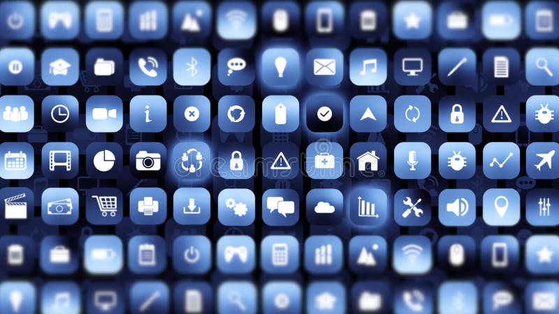Smart Phone Display Showing Software App Icons Application Background ...