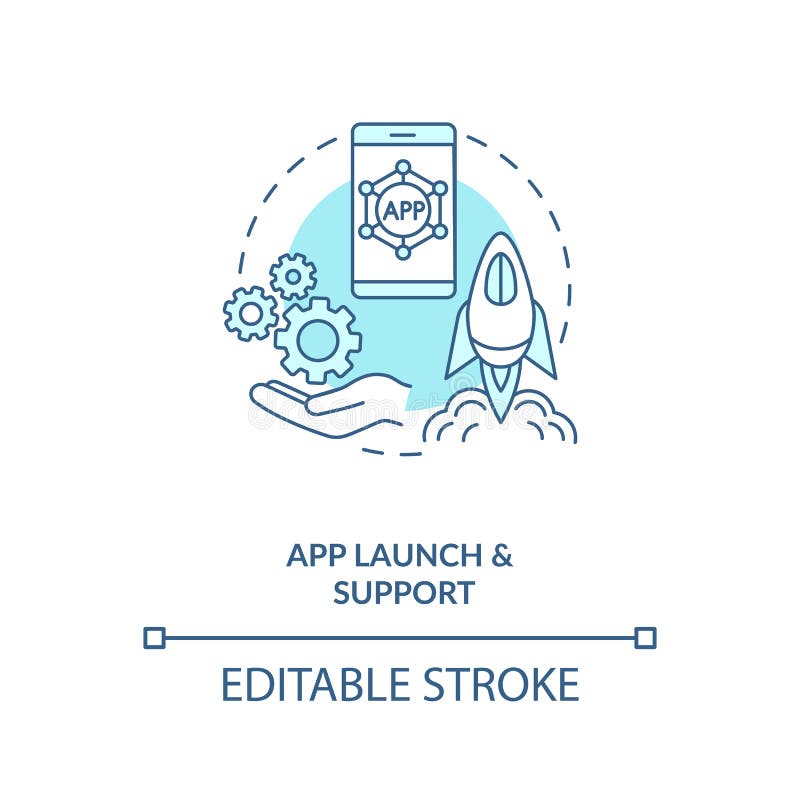 App Launch and Support Concept Icon Stock Vector - Illustration of ...