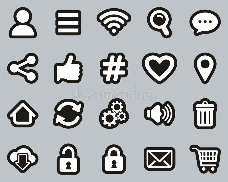 App Menu Icons All in One Icons Black & White Color Flat Design ...