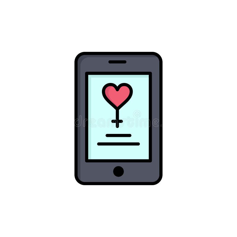 App, Mobile, Love, Lover Flat Color Icon. Vector Icon Banner Template ...