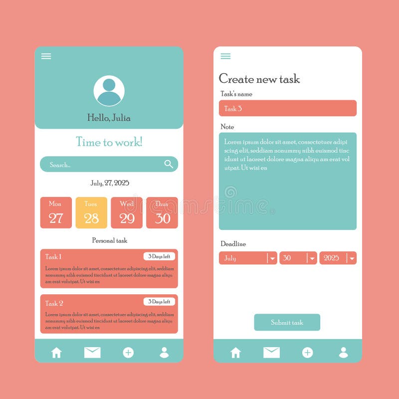 App Note Work Job Design Mobile Design Vector Illustrator UI UX Stock ...