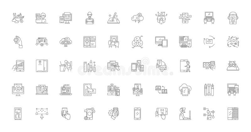 App Programming, Linear Icons, Line Signs Set, Vector Collection Stock ... App Programming, Linear Icons, Line Signs Set, Vector Collection Stock ...