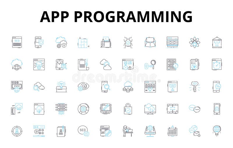 App Programming Linear Icons Set Programming Development Design Debugging Algorithm Coding