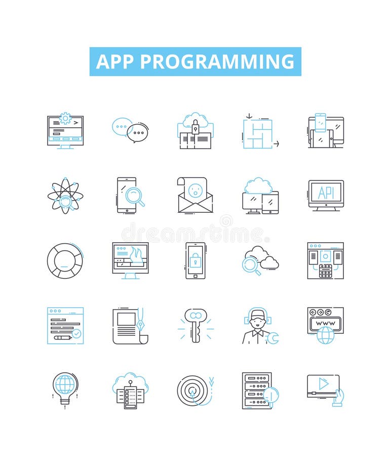 Programming Vector Line Icons Set Programming Coding Scripting Coding Language Algorithm