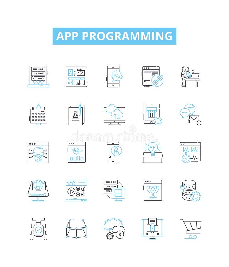 App Programming Vector Line Icons Set App Programming Coding Development Ios Android