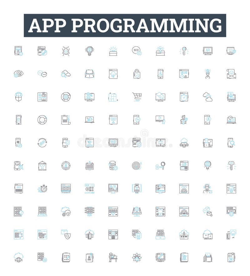 Programming Vector Line Icons Set Programming Coding Scripting Coding Language Algorithm