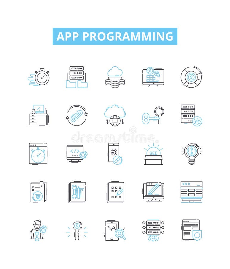 App Programming Vector Line Icons Set App Programming Coding Development Ios Android