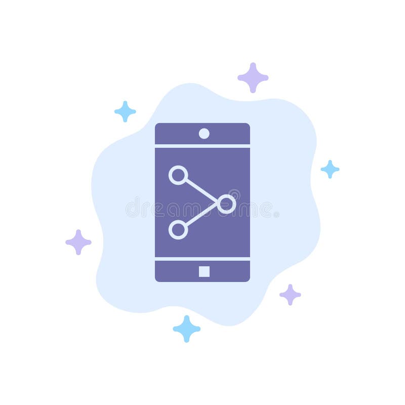 App Share, Mobile, Mobile Application Blue Icon on Abstract Cloud ...