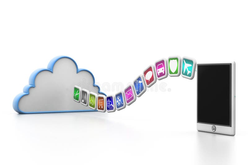 App Symbols from Cloud To Tablet Stock Illustration - Illustration of ...