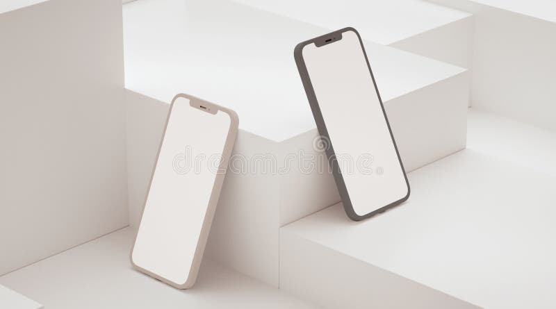 Phones Mockup Blank Screen on Platforms for App Ui Ux Design ...