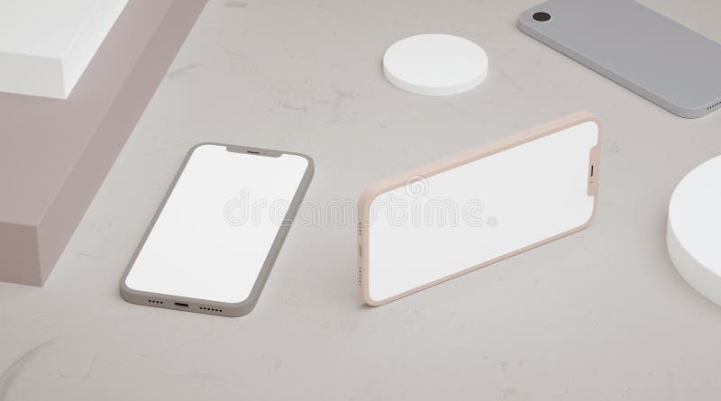 Phones Mockup Blank Screen on Platforms for App Ui Ux Design ...