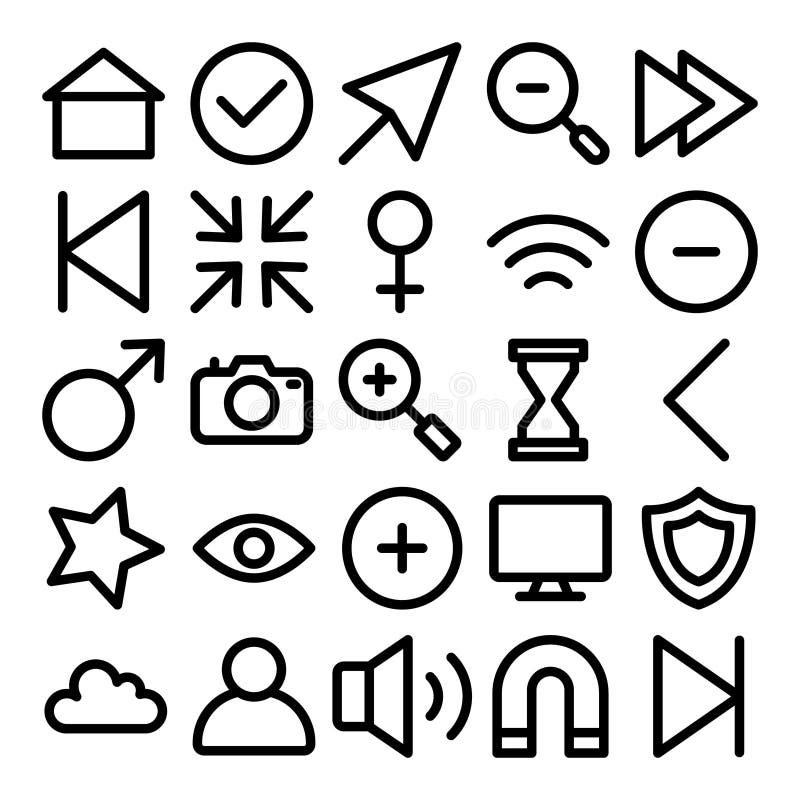 App User Interface Bold Outline Vector Icons Set Every Single Icon Can ...