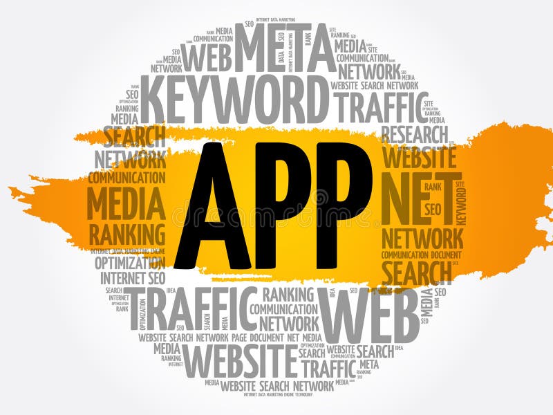 APP word cloud collage stock illustration. Illustration of popular ...