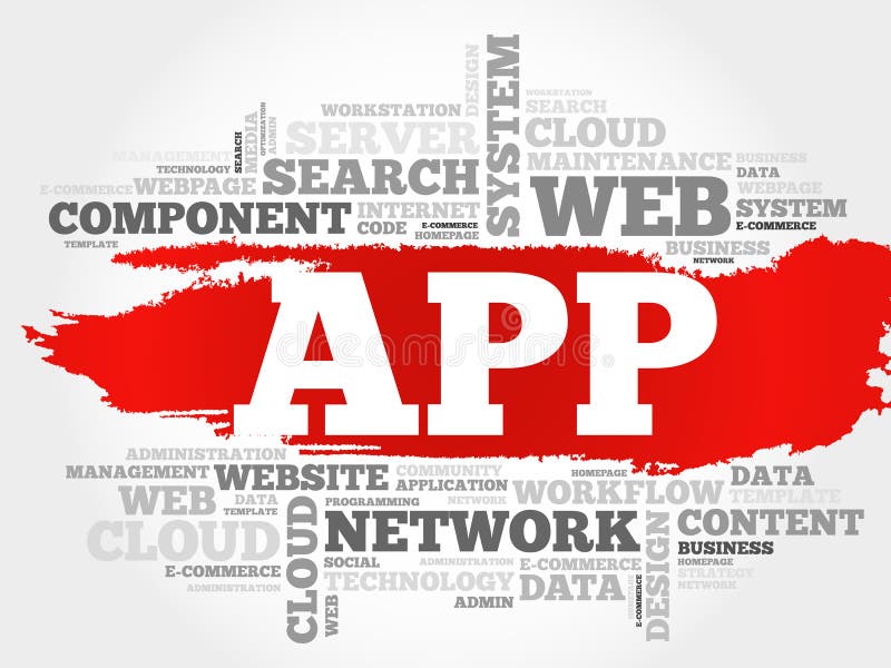APP word cloud stock illustration. Illustration of functions - 205877193