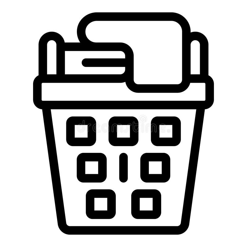 Apparel Basket Icon Outline Vector. Plastic Laundry Bin Stock Vector ...