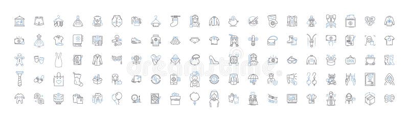 Apparel Manufacturing Line Icons Collection Textiles Garments