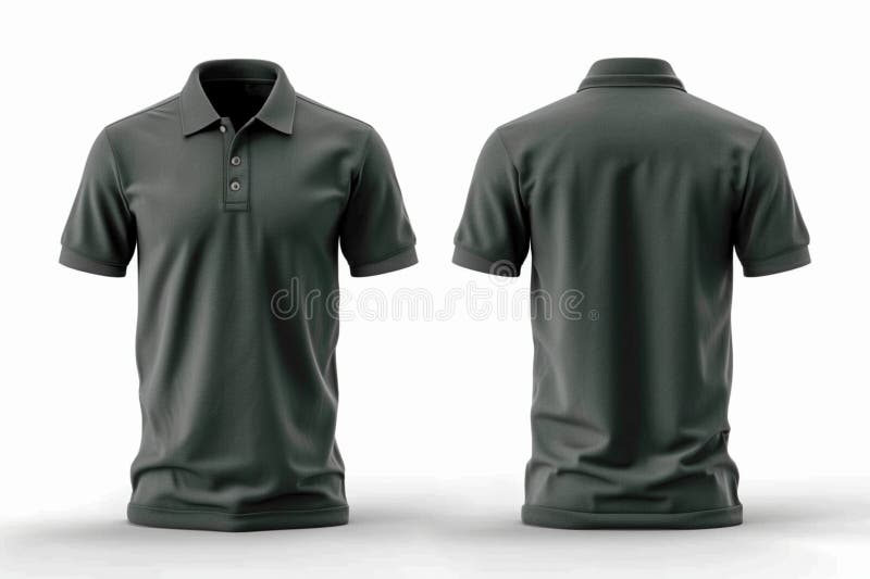 Apparel Presentation Dark Green Polo Shirt Mockup, Front and Back Stock ...