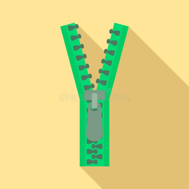 Apparel Zipper Icon, Flat Style Stock Vector - Illustration of metal ...