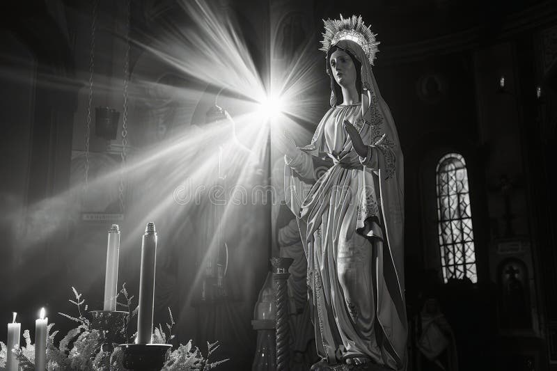 An Apparition of the Holy Virgin Mary Stock Illustration - Illustration ...