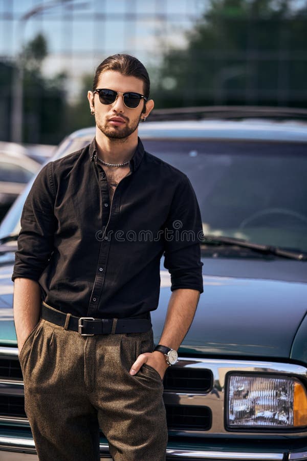 Appealing Elegant Male Model in Black Stock Photo - Image of glamour ...