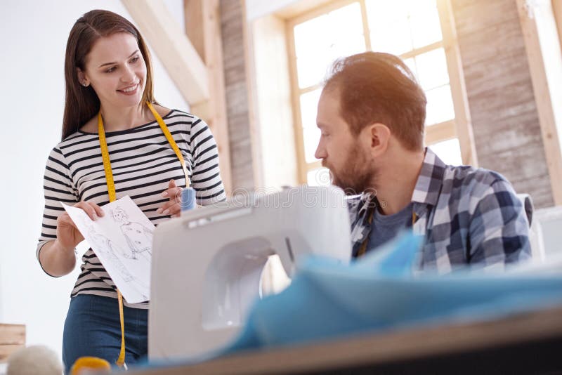 Appealing Two Tailors Realizing Design Stock Image - Image of clothes ...