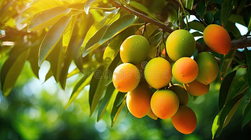 Appealing view mango fruit stock illustration. Illustration of tree ...