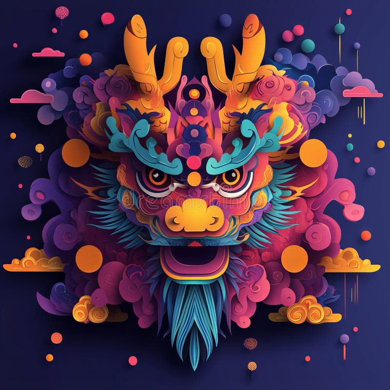 The Appearance of a Dragon in the Style of a Paper Application. Stock ...