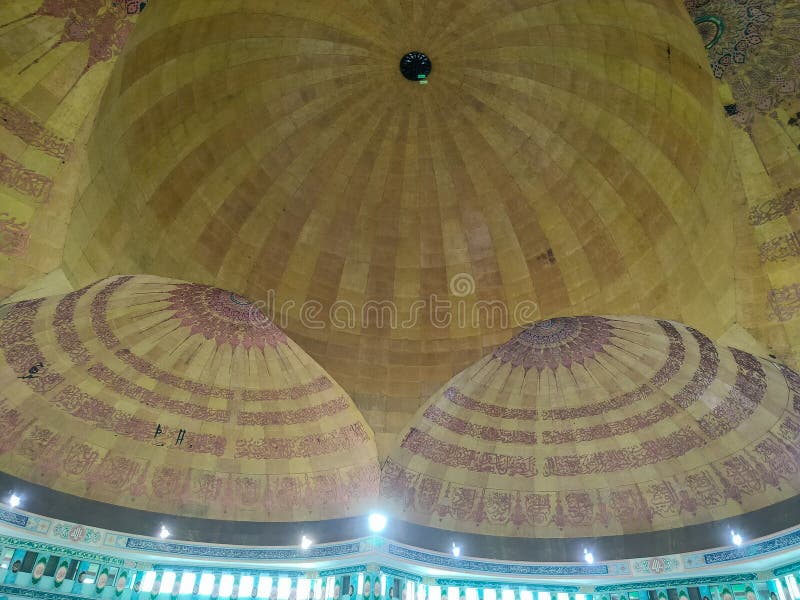 Appearance of the Inside of the Mosque Magnificent Dome with a Golden ...