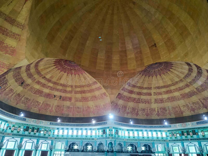 Appearance of the Inside of the Mosque Magnificent Dome with a Golden ...