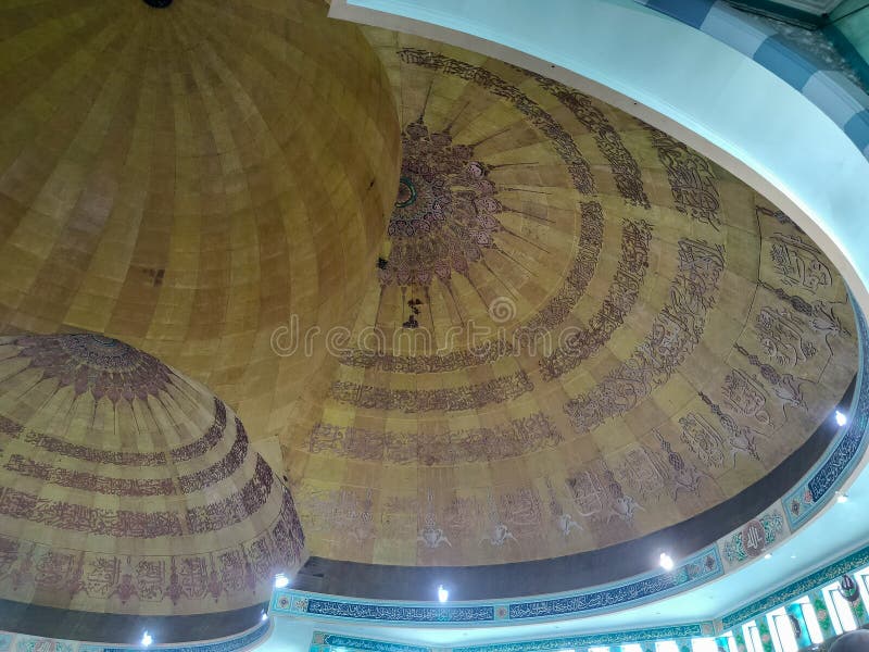 Appearance of the Inside of the Mosque Magnificent Dome with a Golden ...